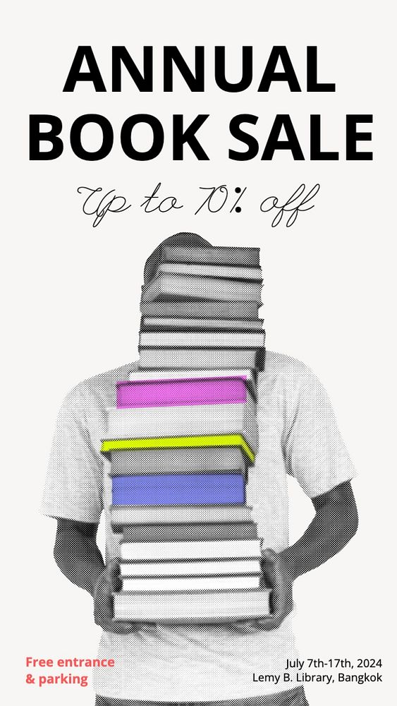 Annual book sale Facebook story | Premium Editable Template - rawpixel