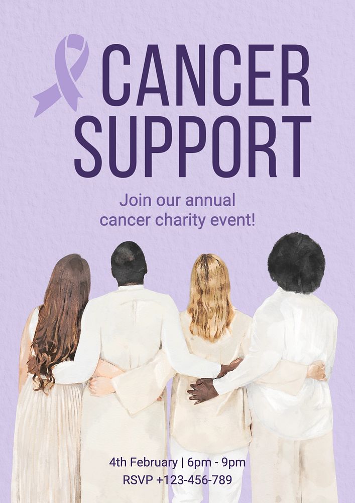 Cancer support charity poster template | Free Editable Template - rawpixel