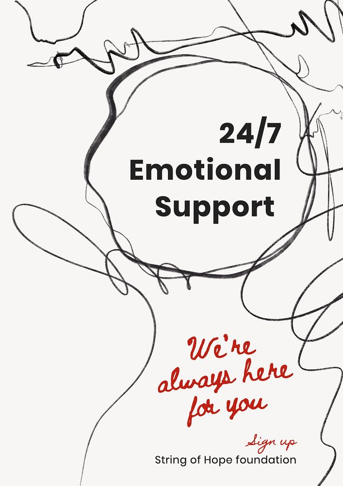 24/7 emotional support poster template | Premium Editable Template ...