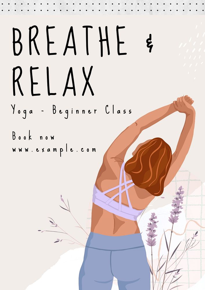 Breathe & relax, yoga poster | Premium Editable Template - rawpixel