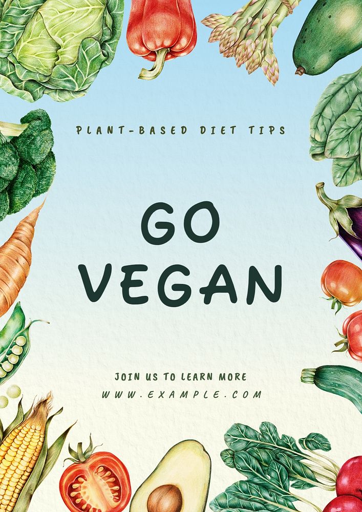 Plant-based vegan diet poster template | Premium Editable Template - rawpixel