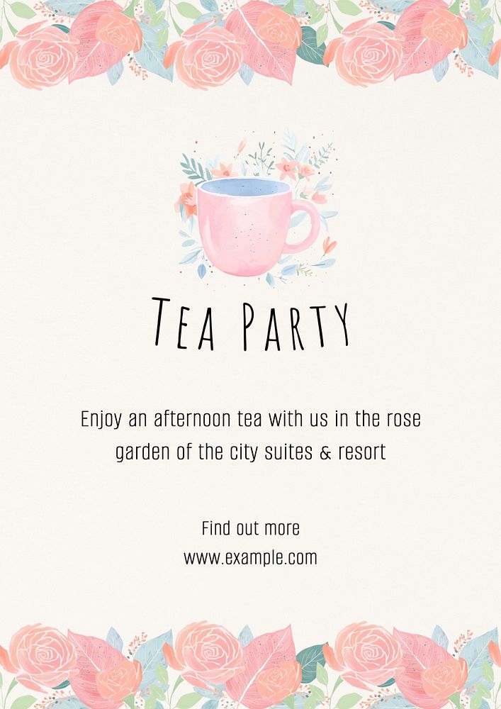 Tea party poster template | Premium Editable Template - rawpixel