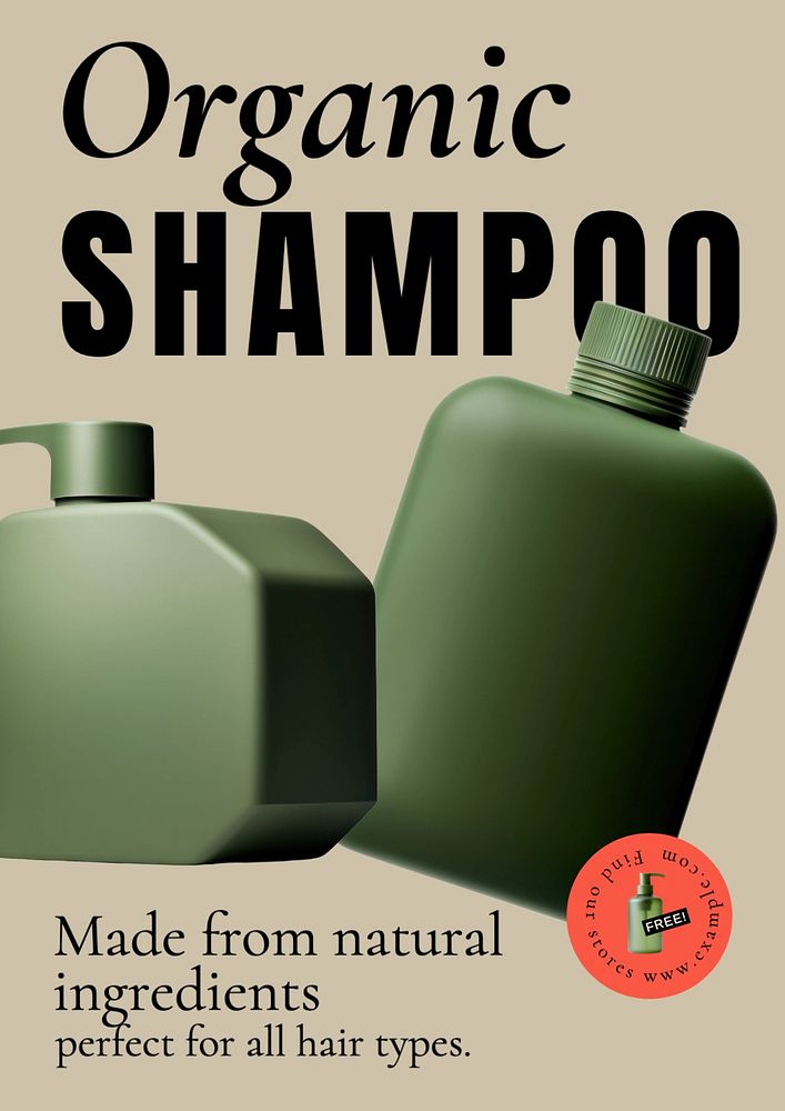 Organic, natural shampoo poster template | Premium Editable Template ...