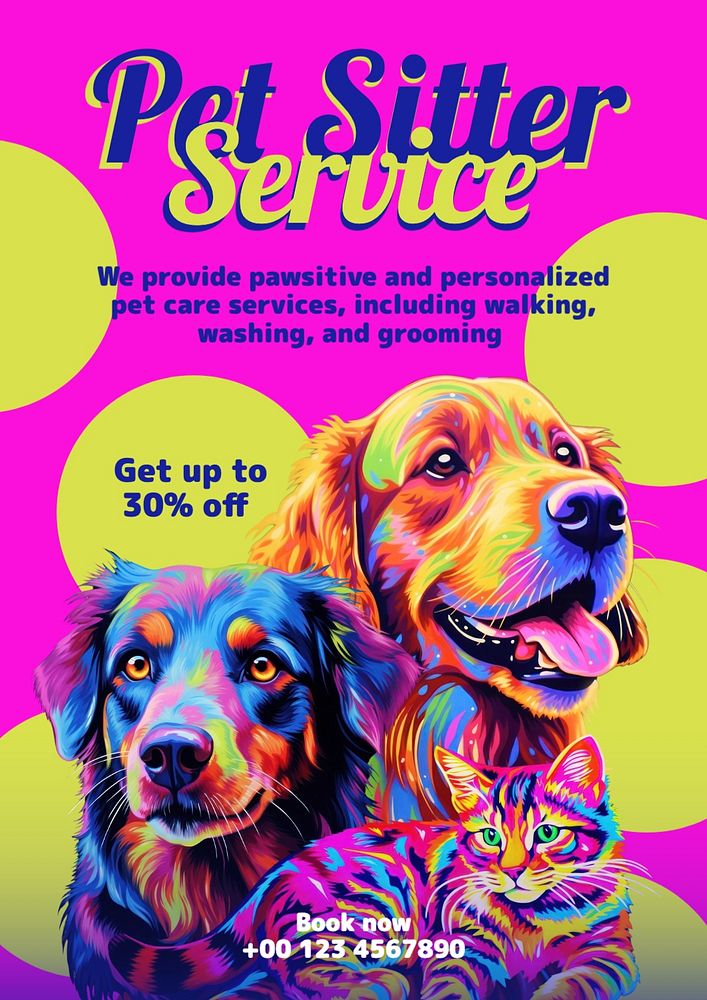 Pet sitter service poster template | Premium Editable Template - rawpixel