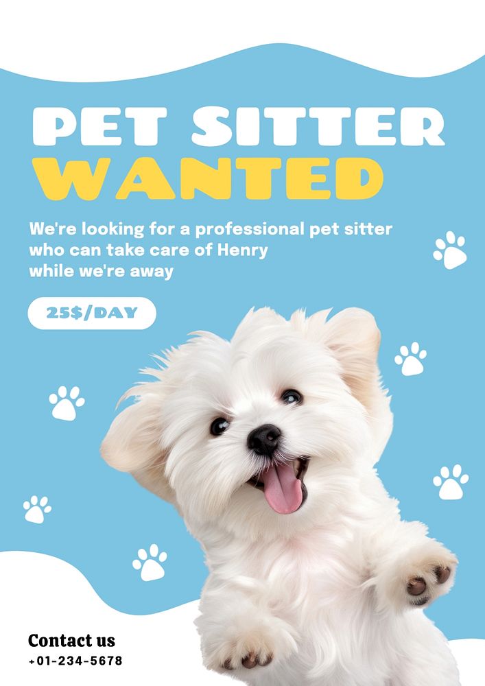 Pet sitter wanted poster template | Premium Editable Template - rawpixel