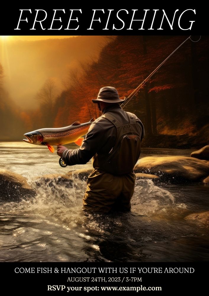 Free fishing poster template | Premium Editable Template - rawpixel