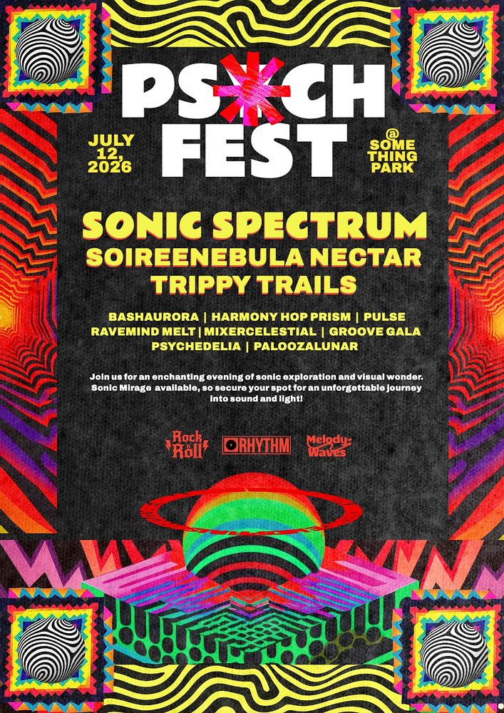 Psych fest poster template | Premium Editable Template - rawpixel