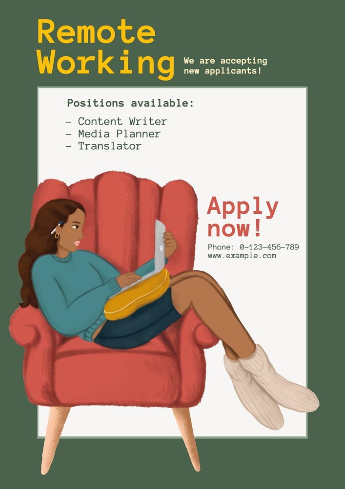 Remote working poster template | Premium Editable Template - rawpixel