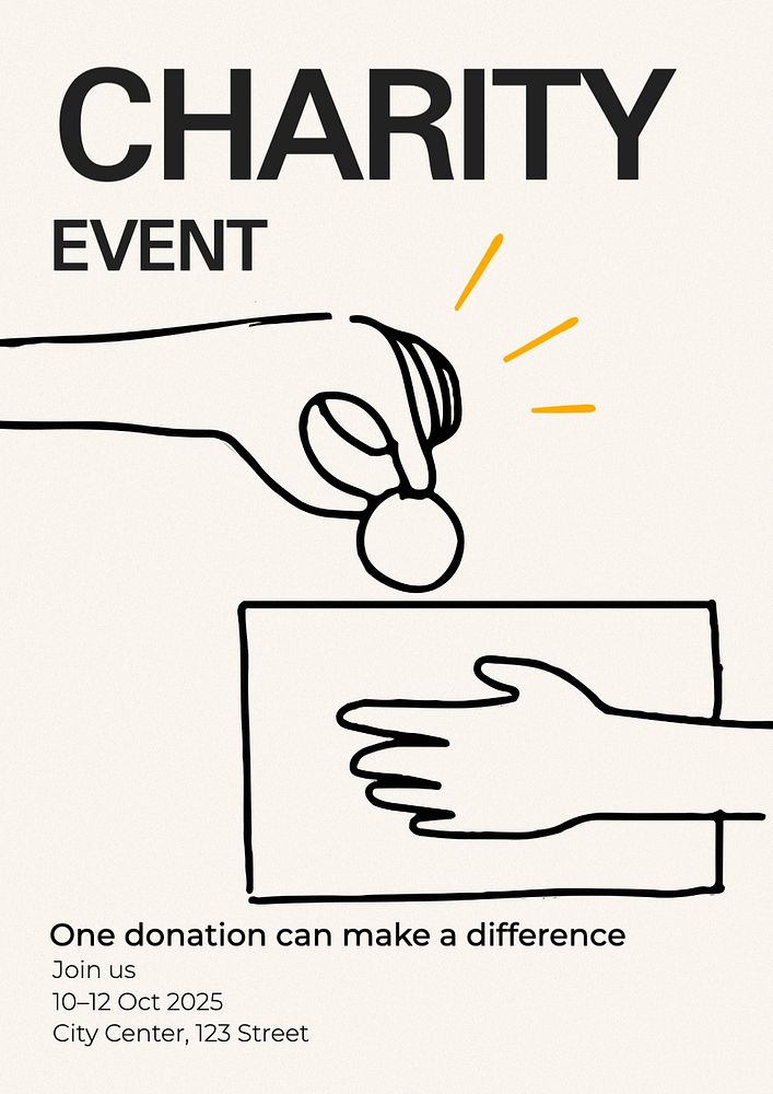 Charity event poster template | Free Editable Template - rawpixel
