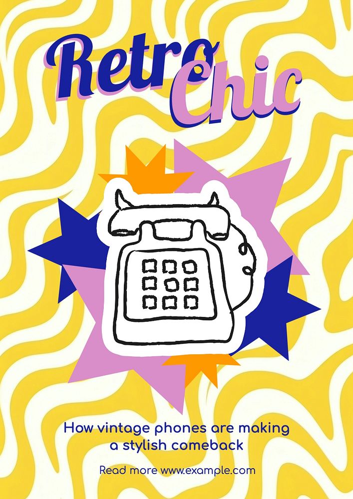 Vintage phones poster template | Premium Editable Template - rawpixel