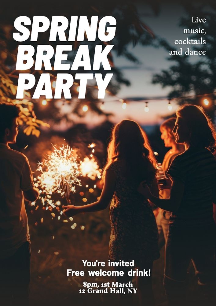 Spring break party poster template | Premium Editable Template - rawpixel