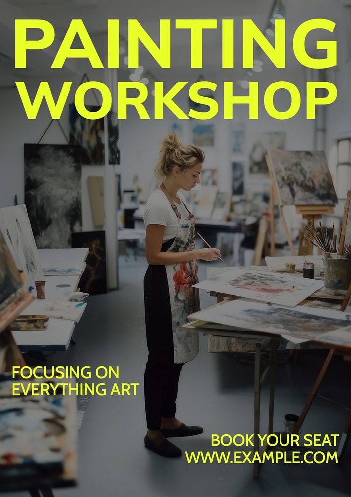 Painting workshop poster template | Premium Editable Template - rawpixel