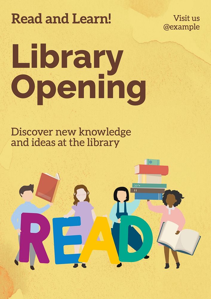 Library open poster template | Premium Editable Template - rawpixel