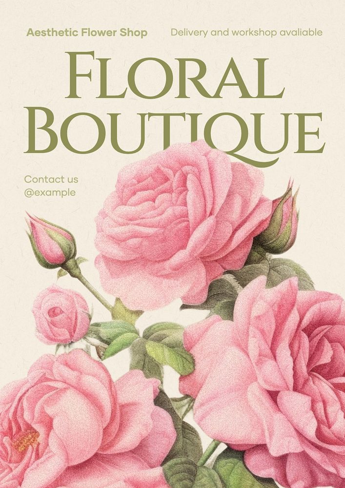 Floral boutique poster template | Premium Editable Template - rawpixel