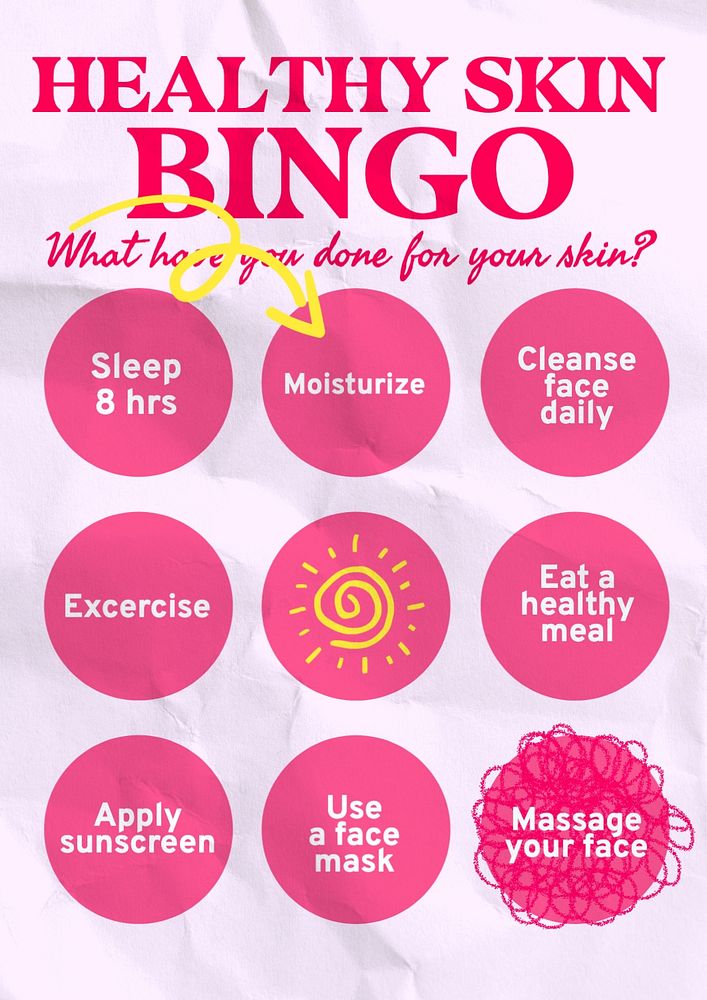 Healthy skin bingo poster template | Premium Editable Template - rawpixel