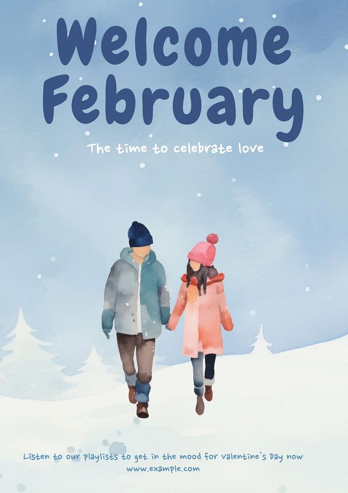 Welcome February poster template | Premium Editable Template - rawpixel