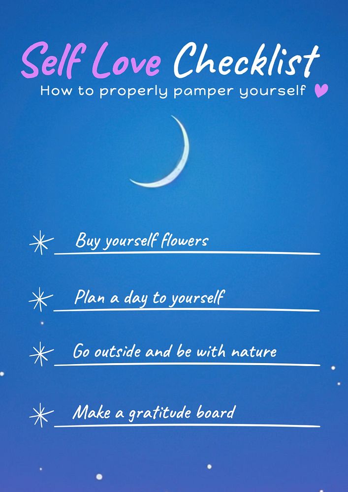 Self love checklist poster template | Premium Editable Template - rawpixel