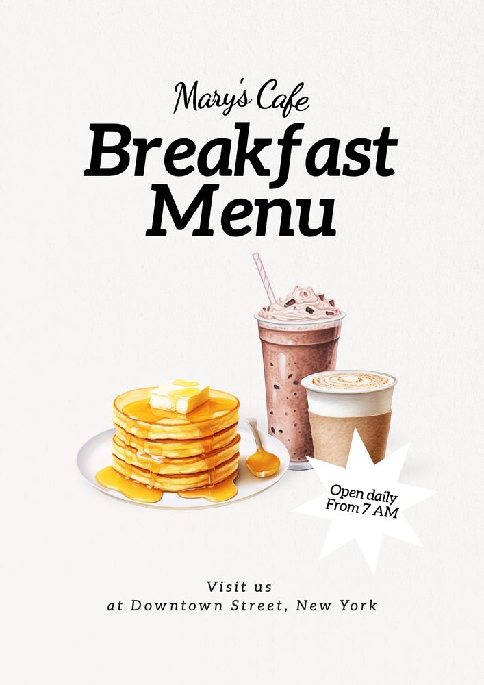 Breakfast menu poster template | Premium Editable Template - rawpixel