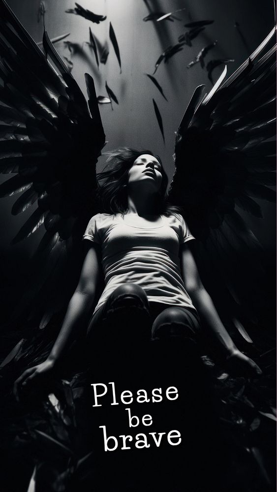 Please be brave quote mobile | Premium Editable Template - rawpixel