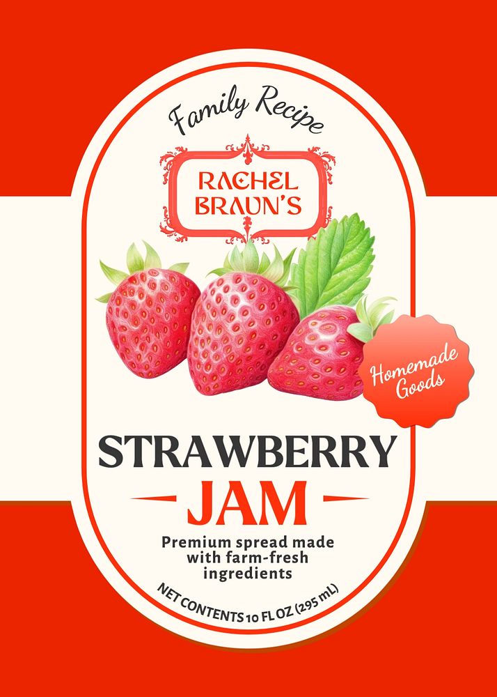 Strawberry jam label template, editable | Premium Editable Template ...