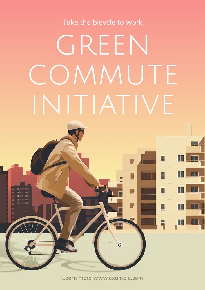 Green commute initiative poster template | Free Editable Template ...