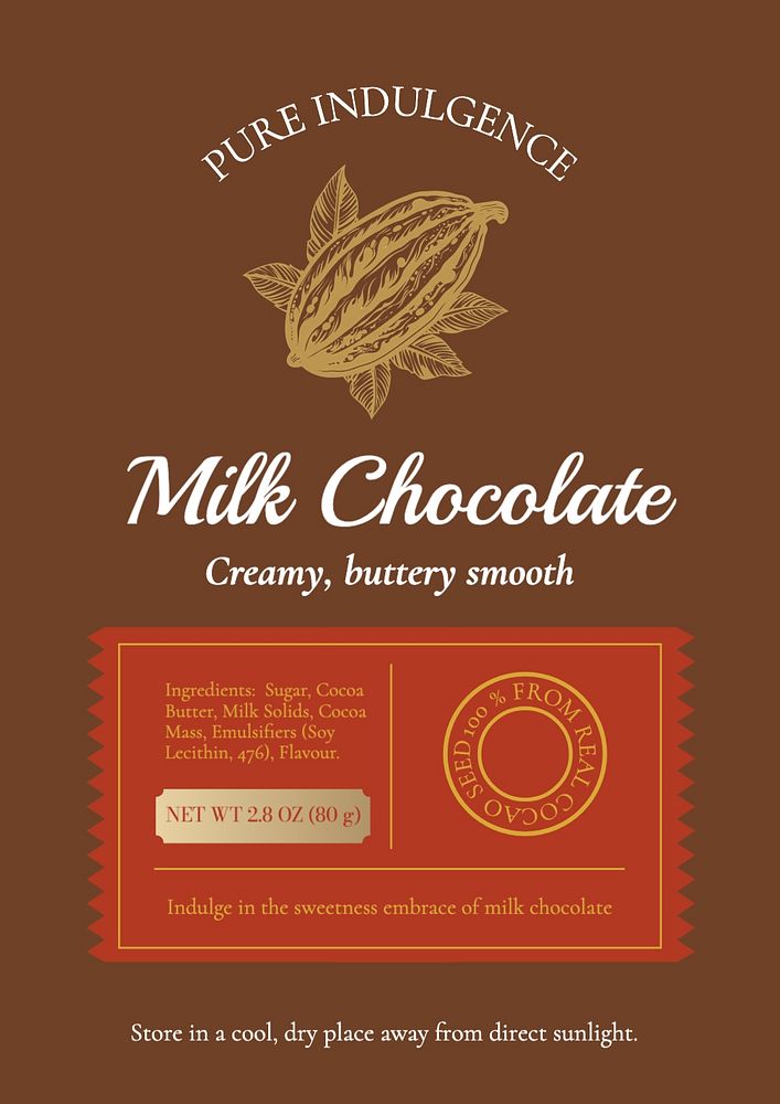Milk chocolate label template, editable | Premium Editable Template ...