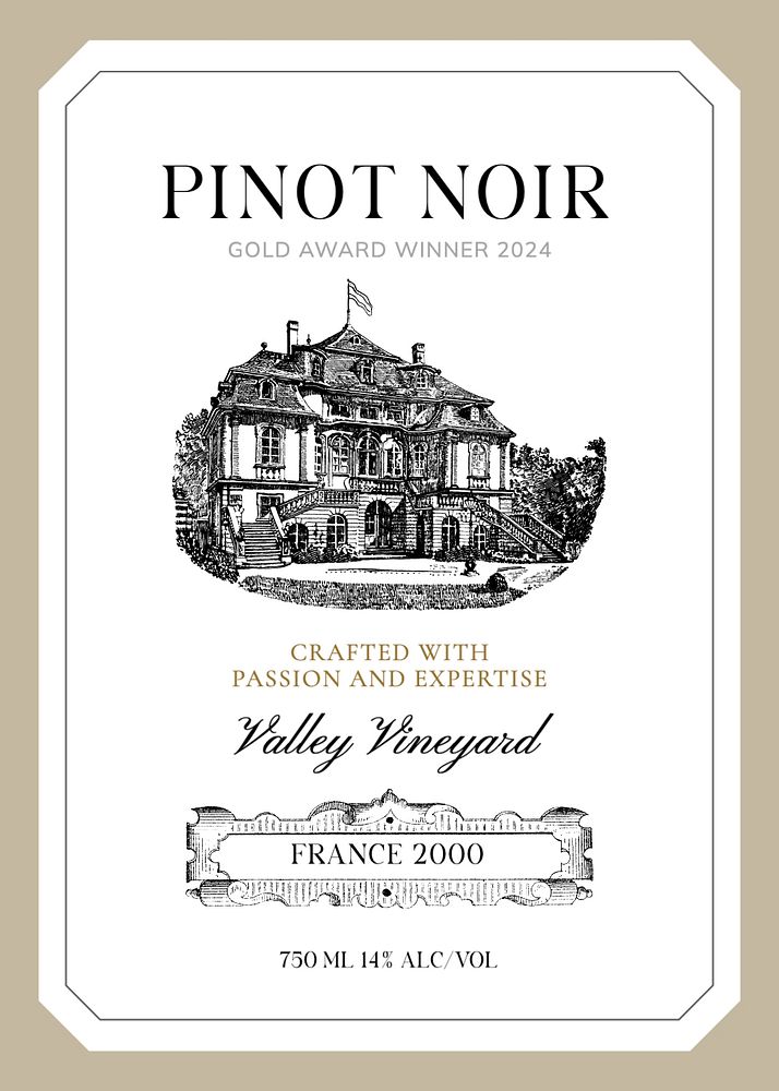 Pinot noir label template, editable | Premium Editable Template - rawpixel