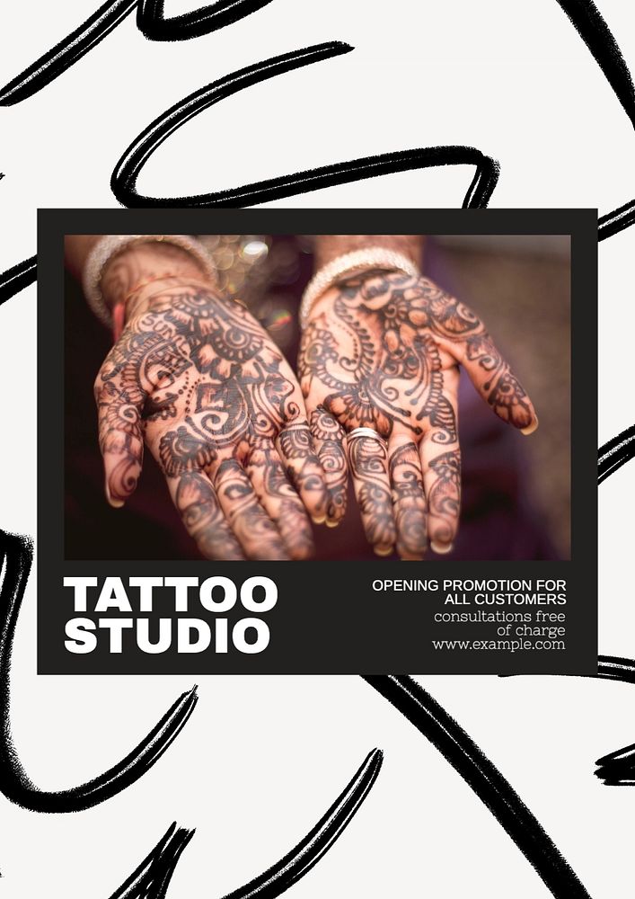 Tattoo studio poster template | Premium Editable Template - rawpixel