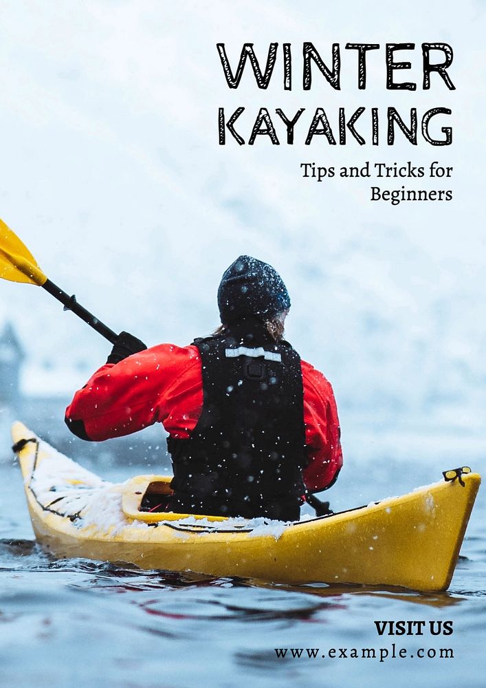 Winter kayaking poster template | Premium Editable Template - rawpixel
