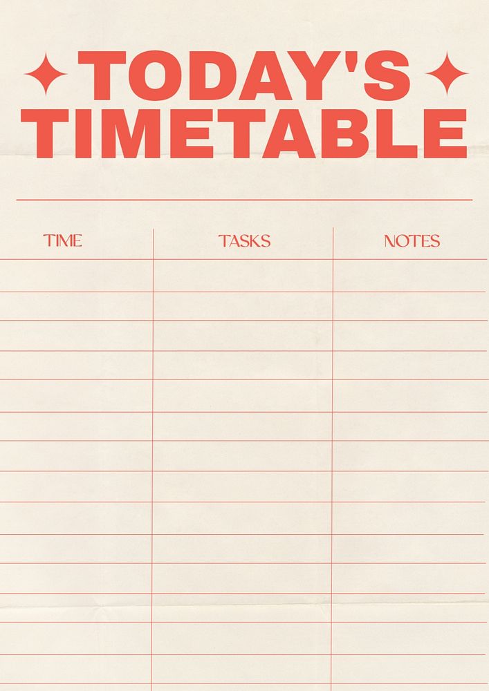 Today's timetable planner template | Premium Editable Template - rawpixel