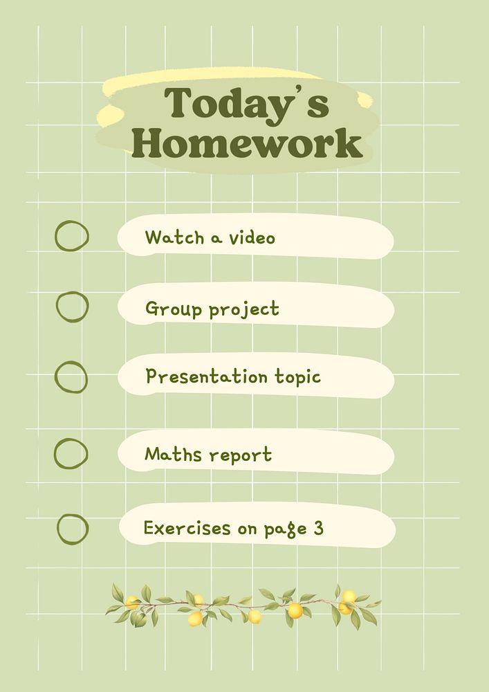 Today's homework planner templates | Premium Editable Template - rawpixel