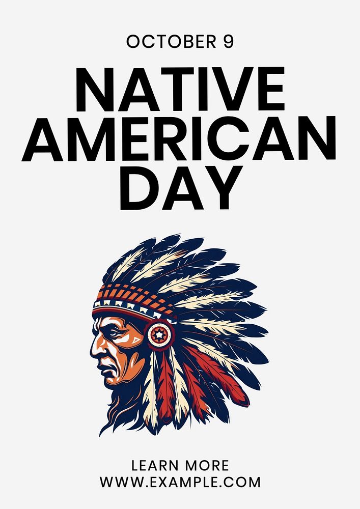 Native American day poster template | Premium Editable Template - rawpixel