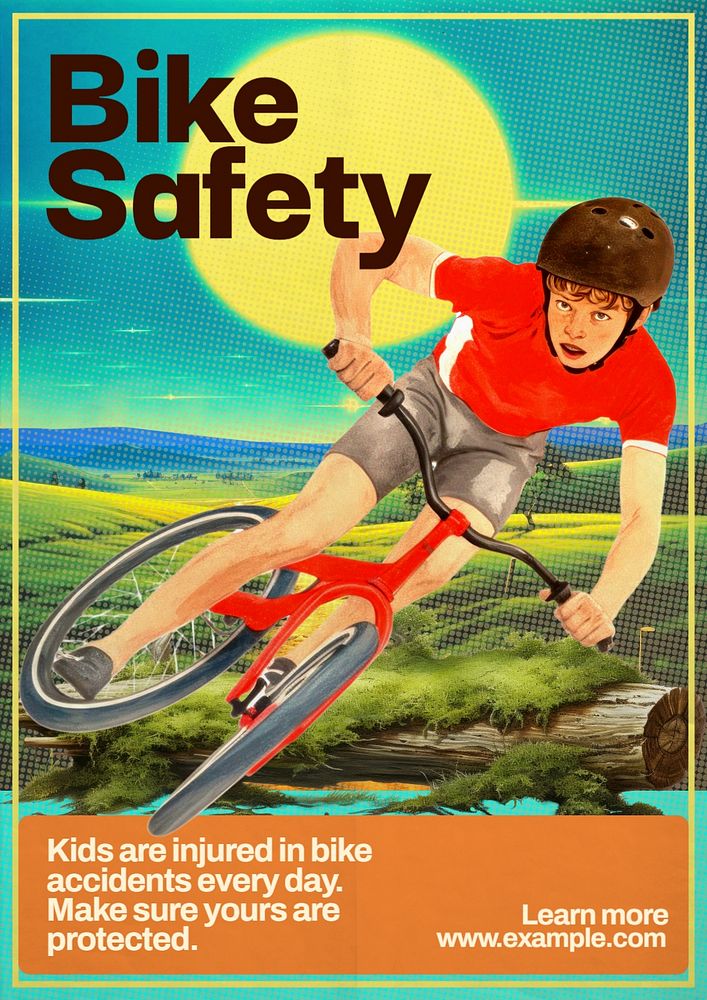 Kids bike safety poster template | Premium Editable Template - rawpixel