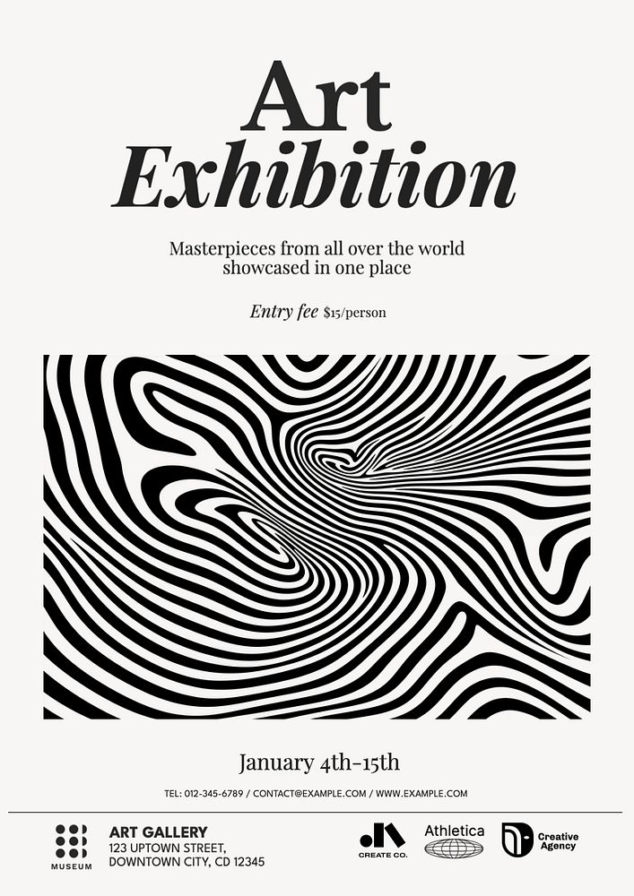 Art exhibition poster template, editable | Premium Editable Template ...