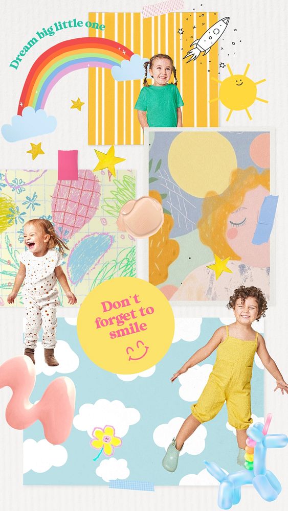Cute children mood board mockup, | Premium Moodboard Maker - rawpixel