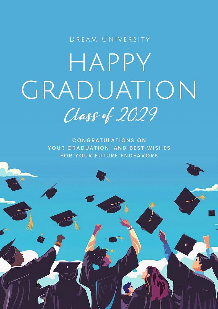 Happy graduation poster template | Premium Editable Template - rawpixel