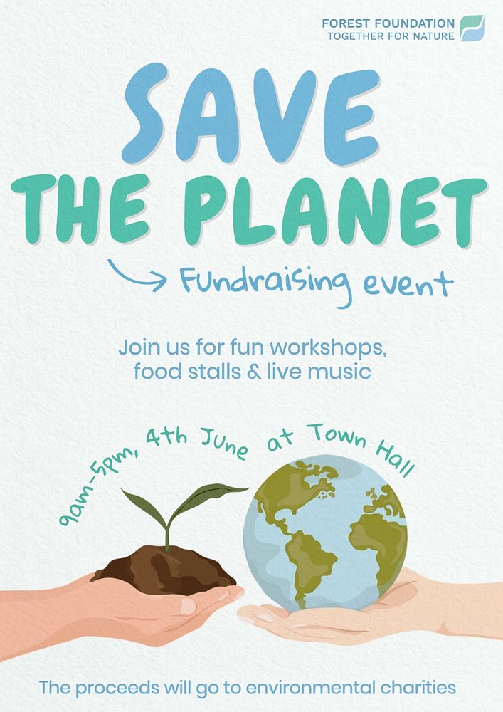 Save planet poster template, editable | Free Editable Template - rawpixel