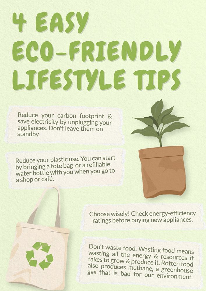 Eco-friendly lifestyle tips poster template, | Free Editable Template ...
