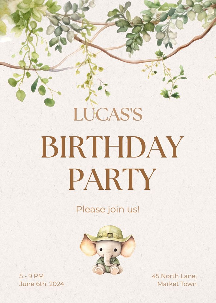 Birthday party invitation card template | Premium Editable Template ...