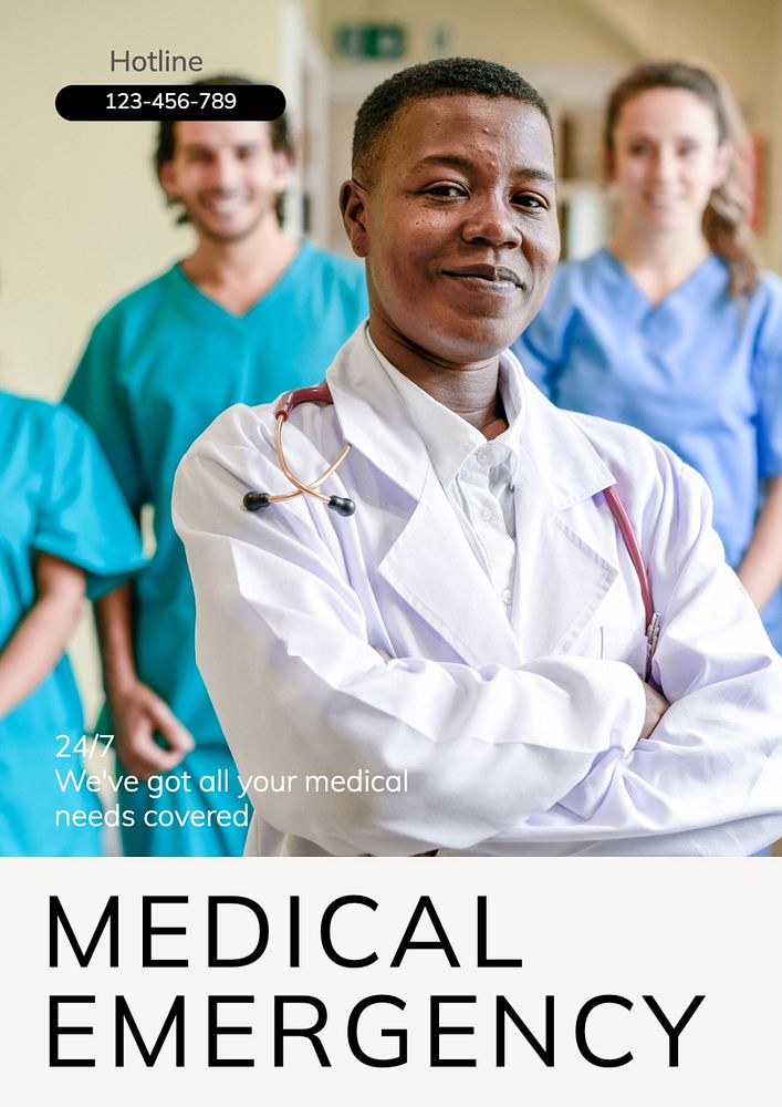 Medical emergency poster template | Premium Editable Template - rawpixel