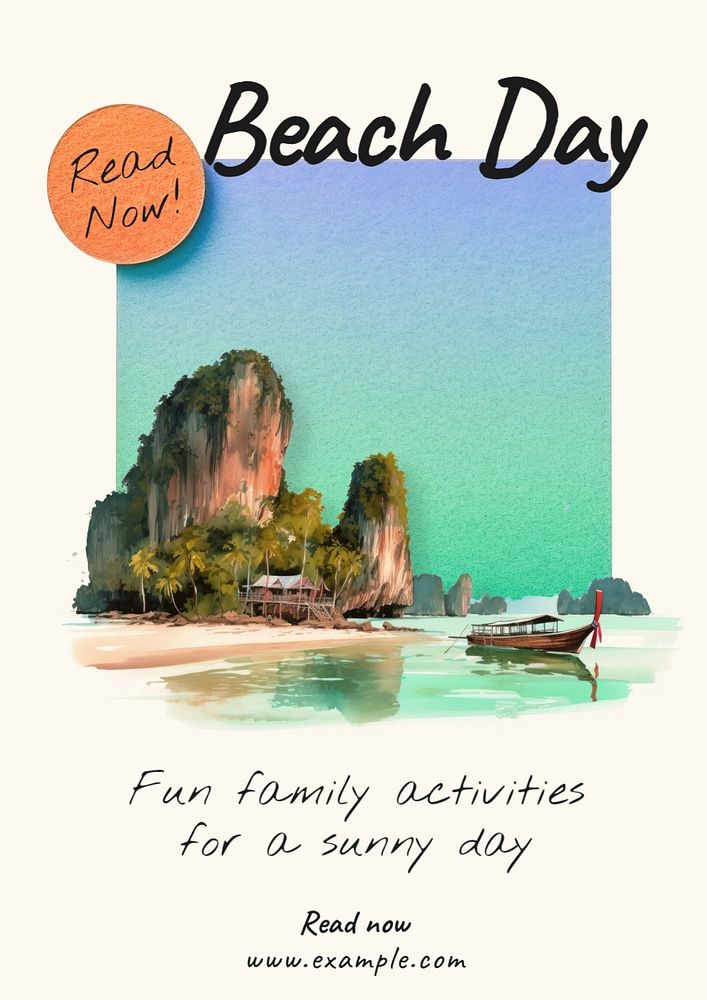 Beach day poster template | Premium Editable Template - rawpixel