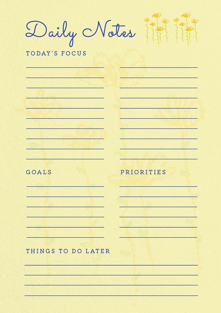 Daily notes planner template | Premium Editable Template - rawpixel