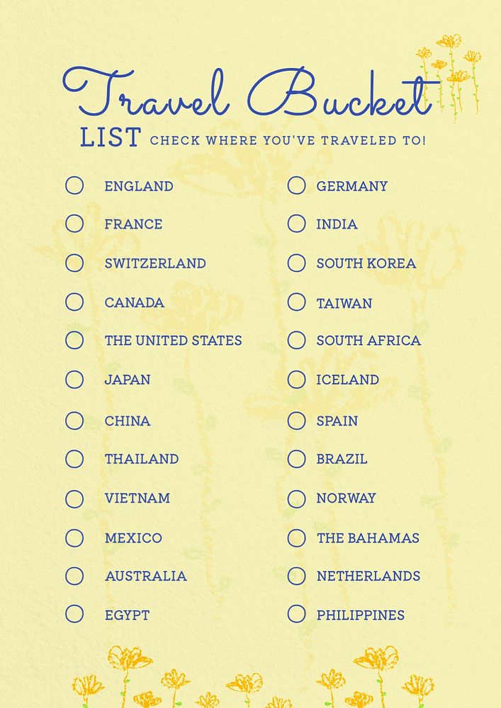 Travel bucket list planner template | Premium Editable Template - rawpixel