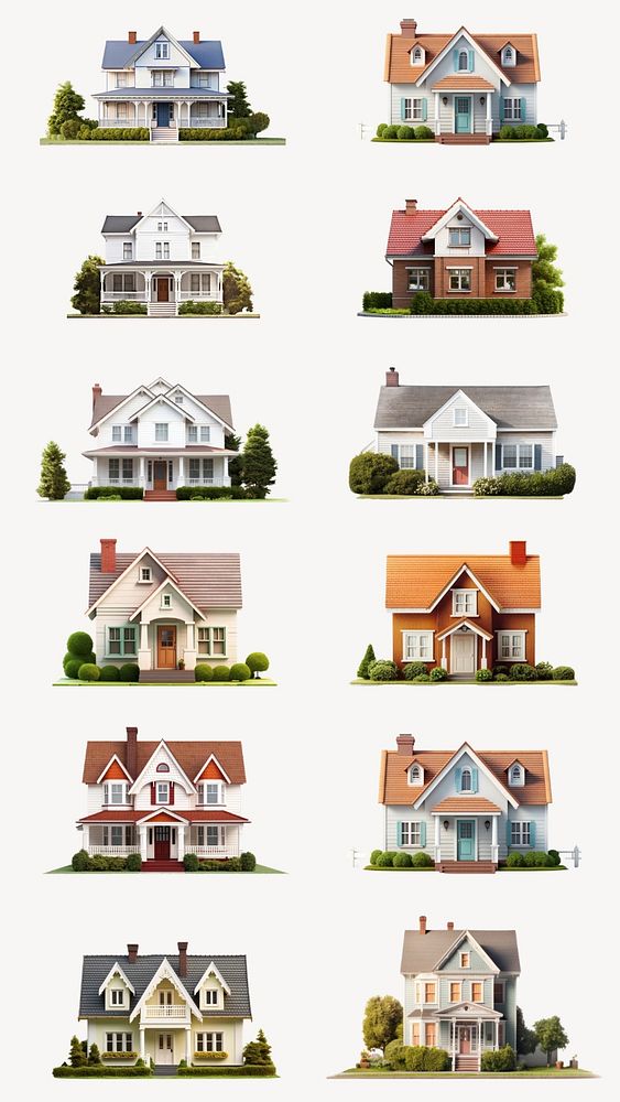 Editable house architecture set | Premium Editable Design - rawpixel