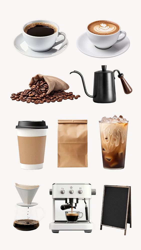 Coffee shop element set remix | Premium Editable Design - rawpixel