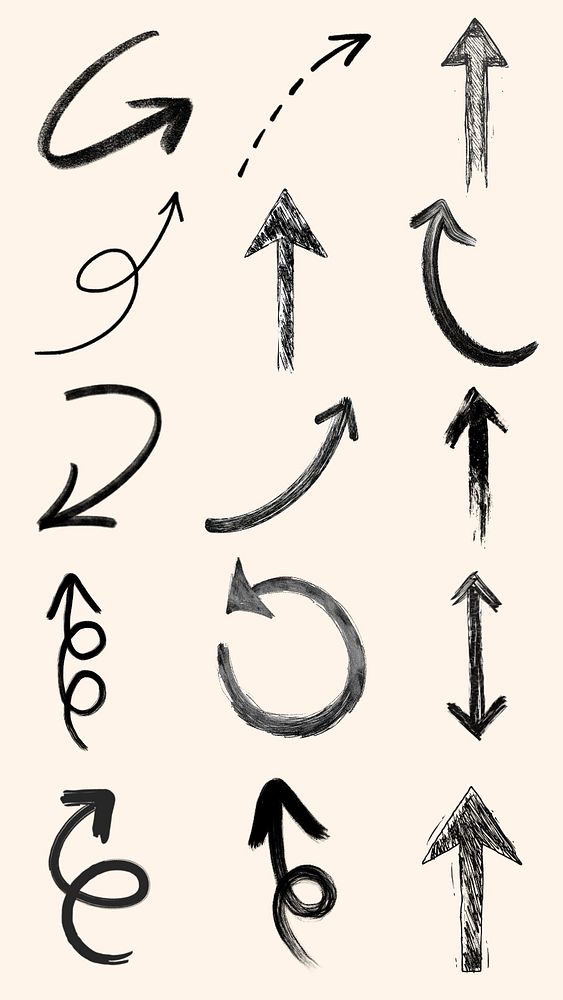 Black doodle arrow element set | Premium Editable Design - rawpixel