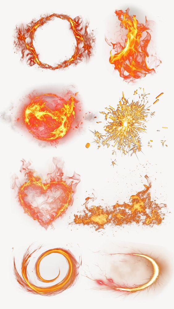 Editable burning fire set | Premium Editable Design - rawpixel
