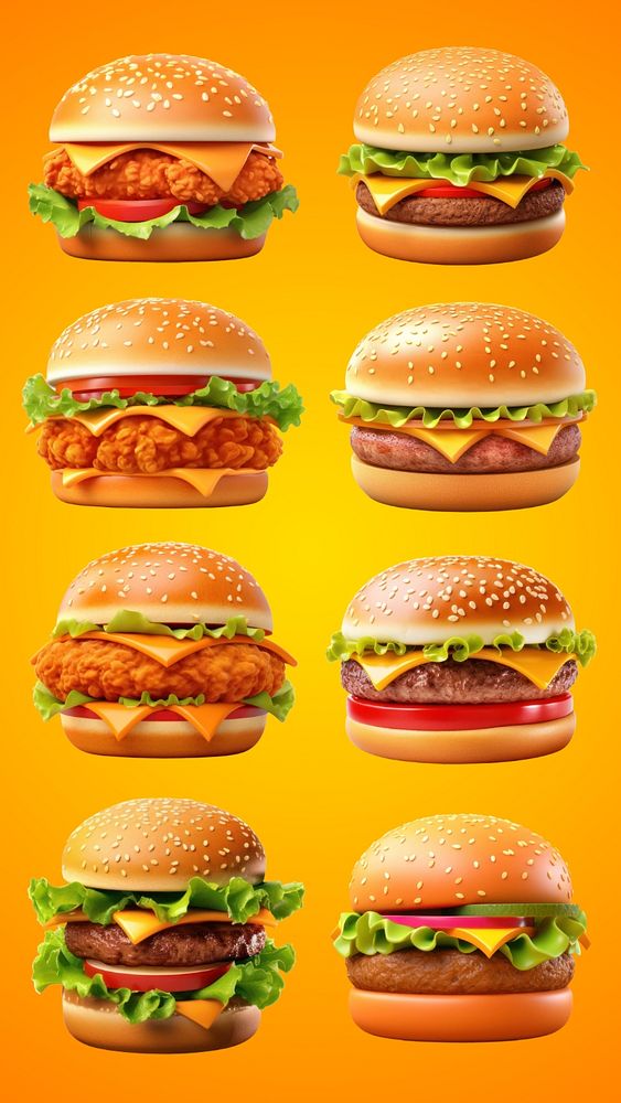 3d hamburgers isolated element set | Premium Editable Design - rawpixel
