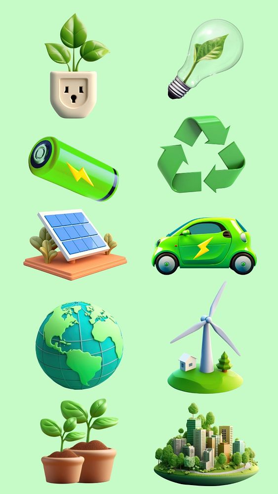 3D Environmental conservation icons isolated | Premium Editable Design ...