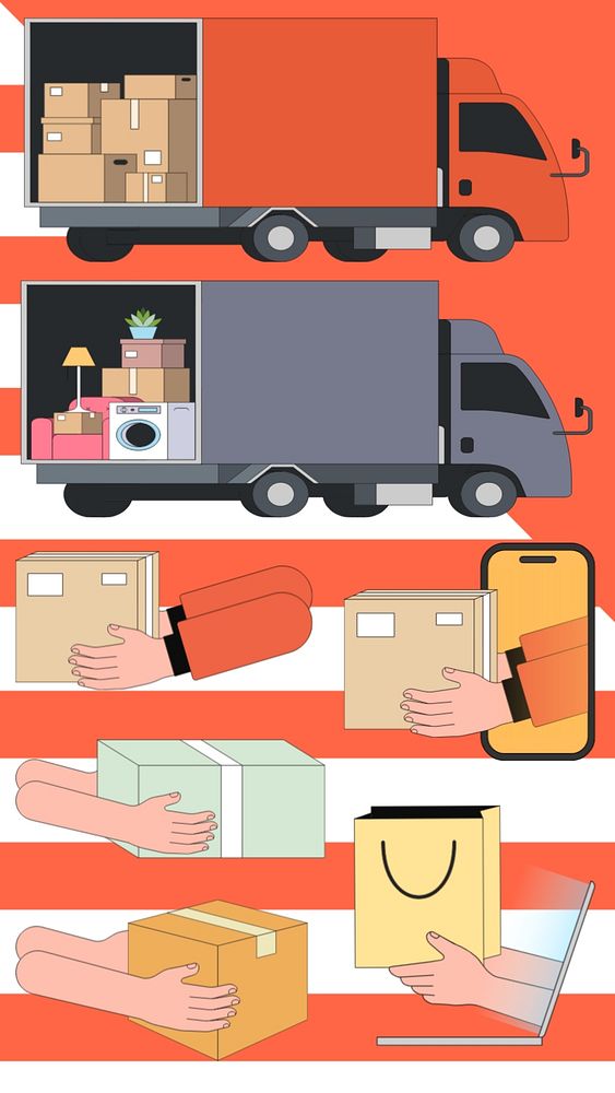 Parcel delivery element set, editable | Premium Editable Design - rawpixel